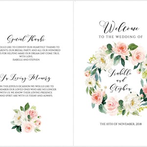 Printable Blush Pink Floral Greenery Folded Wedding Program Template ...