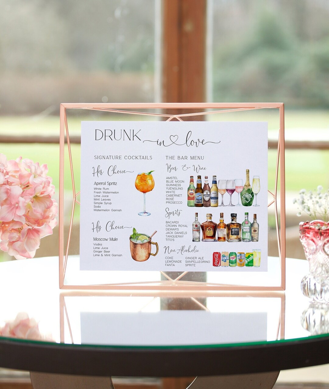 Drunk in Love Bar Menu Template, Modern Editable Drink Menu, Minimalist ...