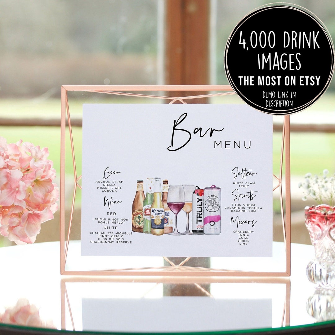 Bar Menu Template, Modern Editable Drink Menu Template, Minimalist ...