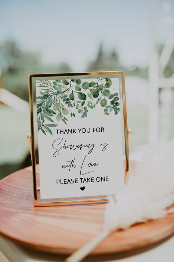 Thank You Shower Sign Printable, Modern Minimalist Baby Shower Favor ...