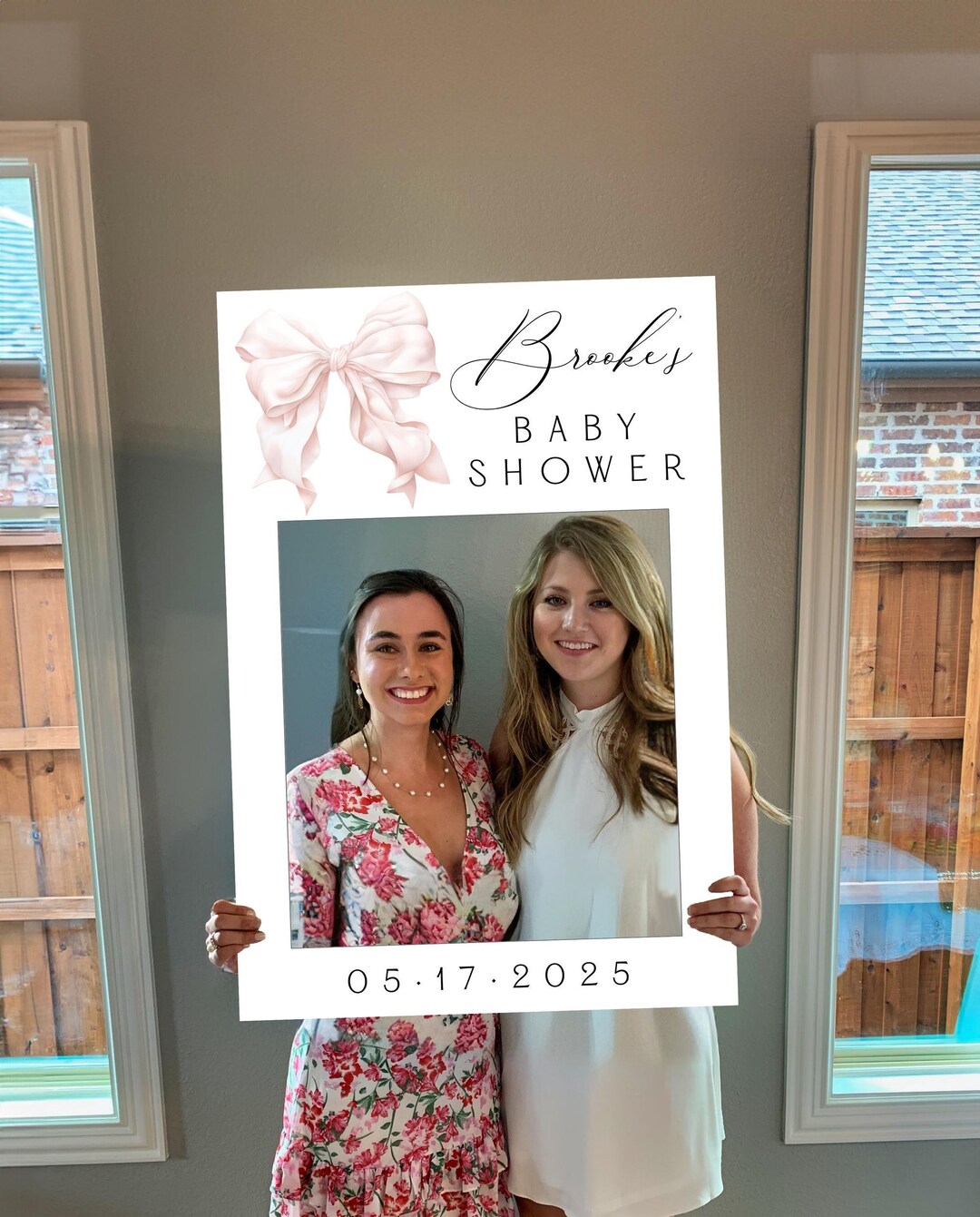 Pink Bow Prop Frame Printable, Pink Bow Baby Shower, Hen Party Photo ...