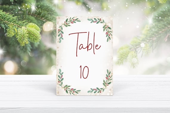 Christmas Printable Table Numbers, Holiday Table Numbers, 4x6 and 5x7 ...