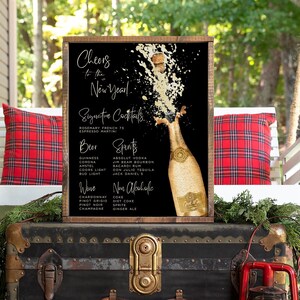 New Year's Eve Bar Menu Template: Glitter Lights Cocktail Sign (digital ...