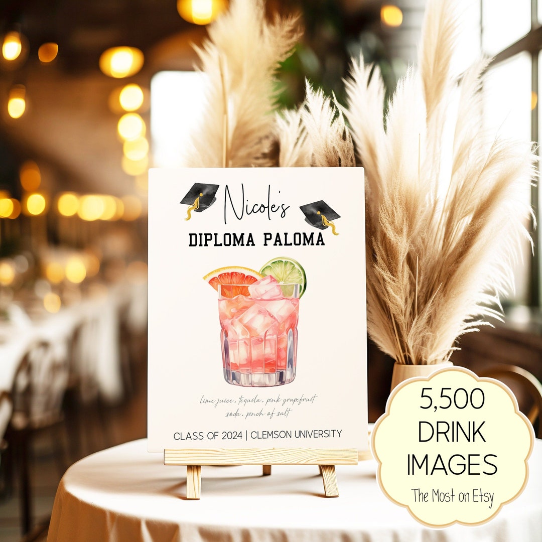 Graduation Party Cocktail Sign Templates, Editable Signature Drink ...