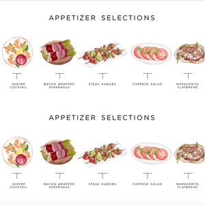 Appetizer Menu Template, Modern Editable Wedding Menu, Minimalist ...