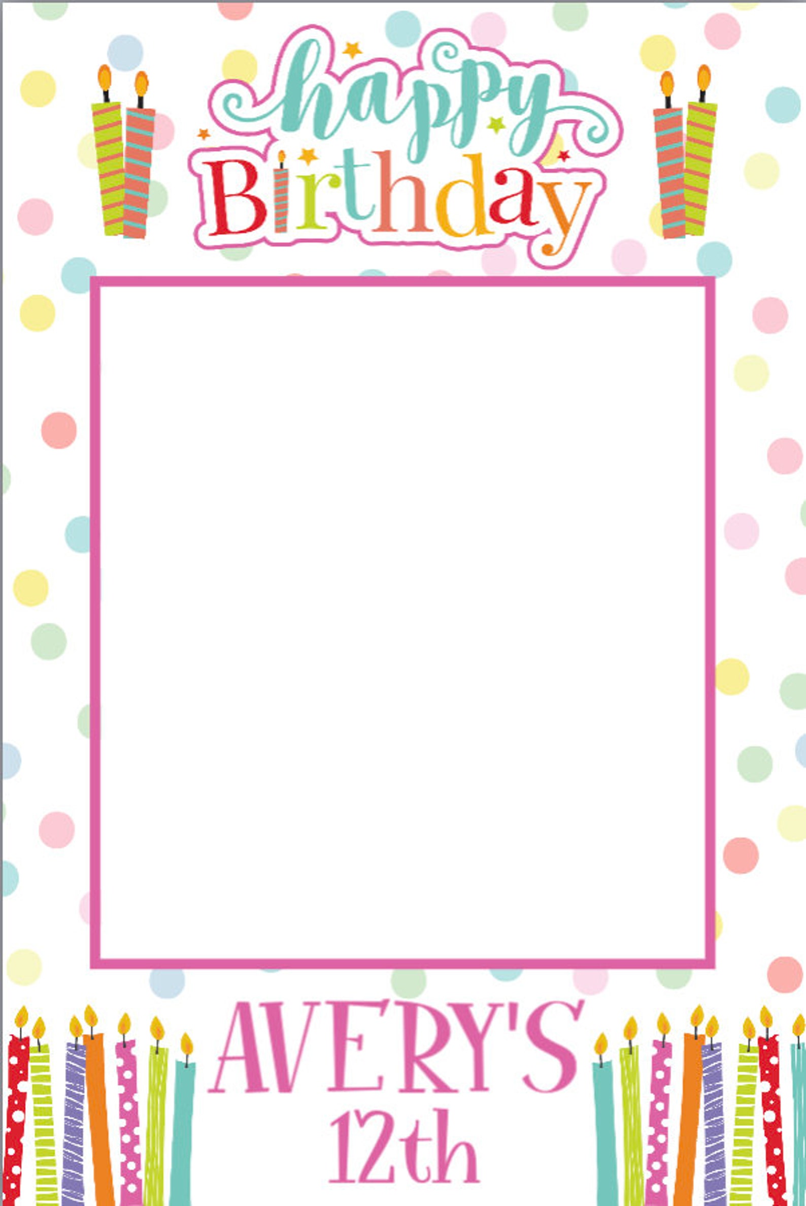 Birthday Photo Prop Frame Printed, Ready-to-use Happy Birthday Party ...