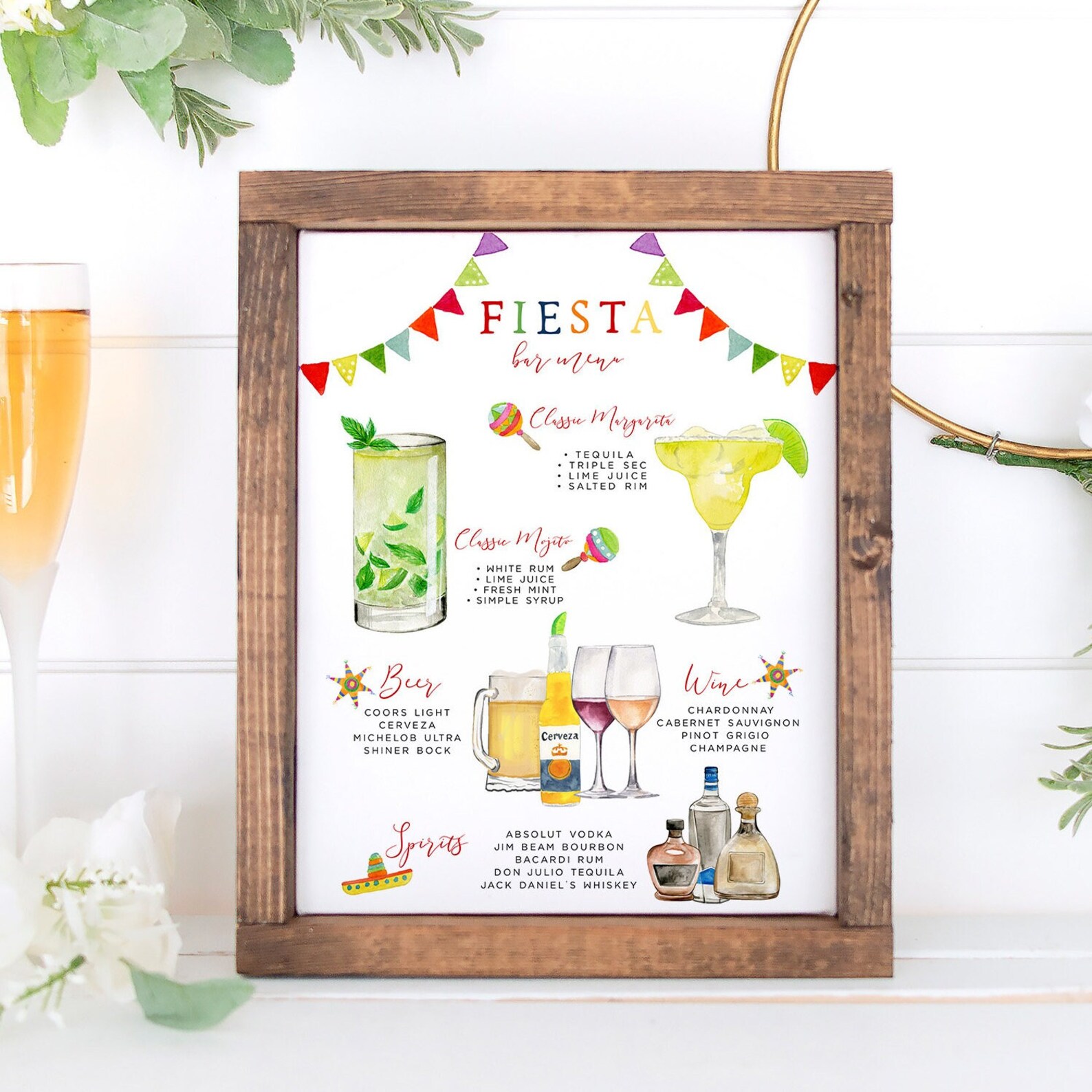 Fiesta Bar Menu Template Cinco De Mayo Editable Cocktail - Etsy