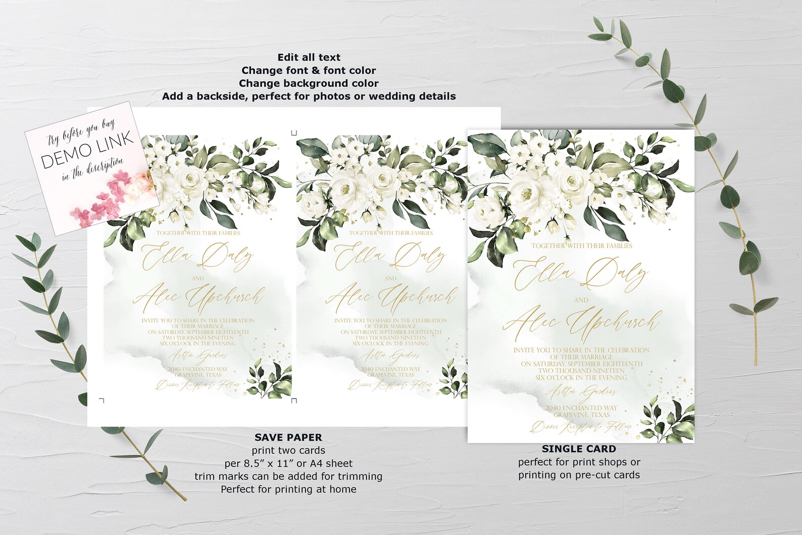 Southern Wedding Invitation Template Magnolia Wedding - Etsy
