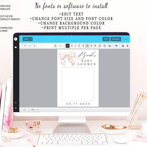 Pink Bow Prop Frame Printable, Pink Bow Baby Shower, Hen Party Photo ...