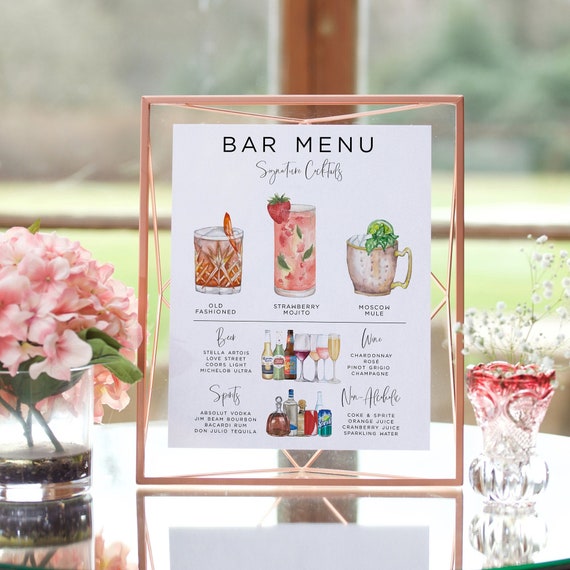 Bar Menu Template Modern Editable Drink Menu Template - Etsy