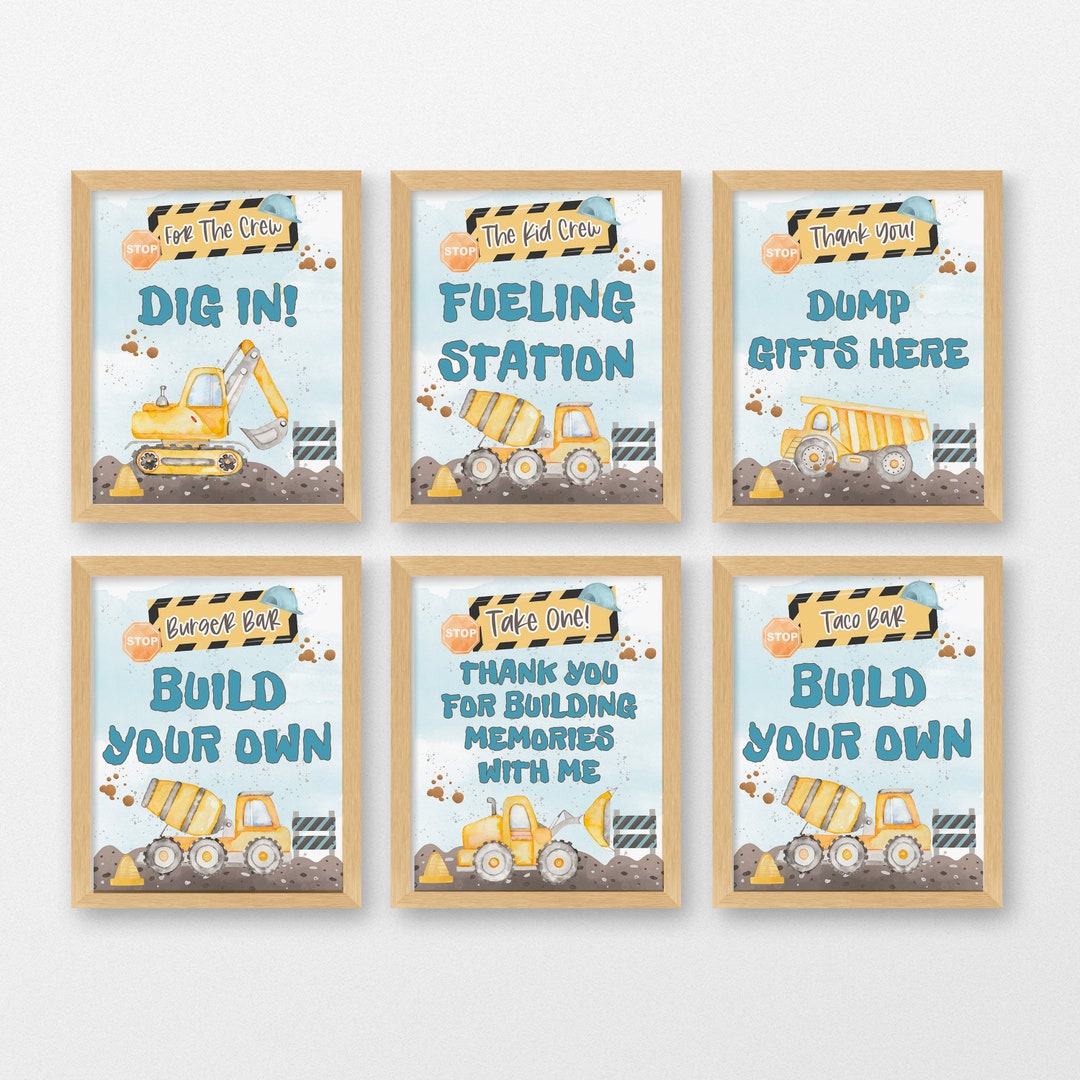 EDITABLE Construction Party Signs, Construction Party Signs, Dump ...