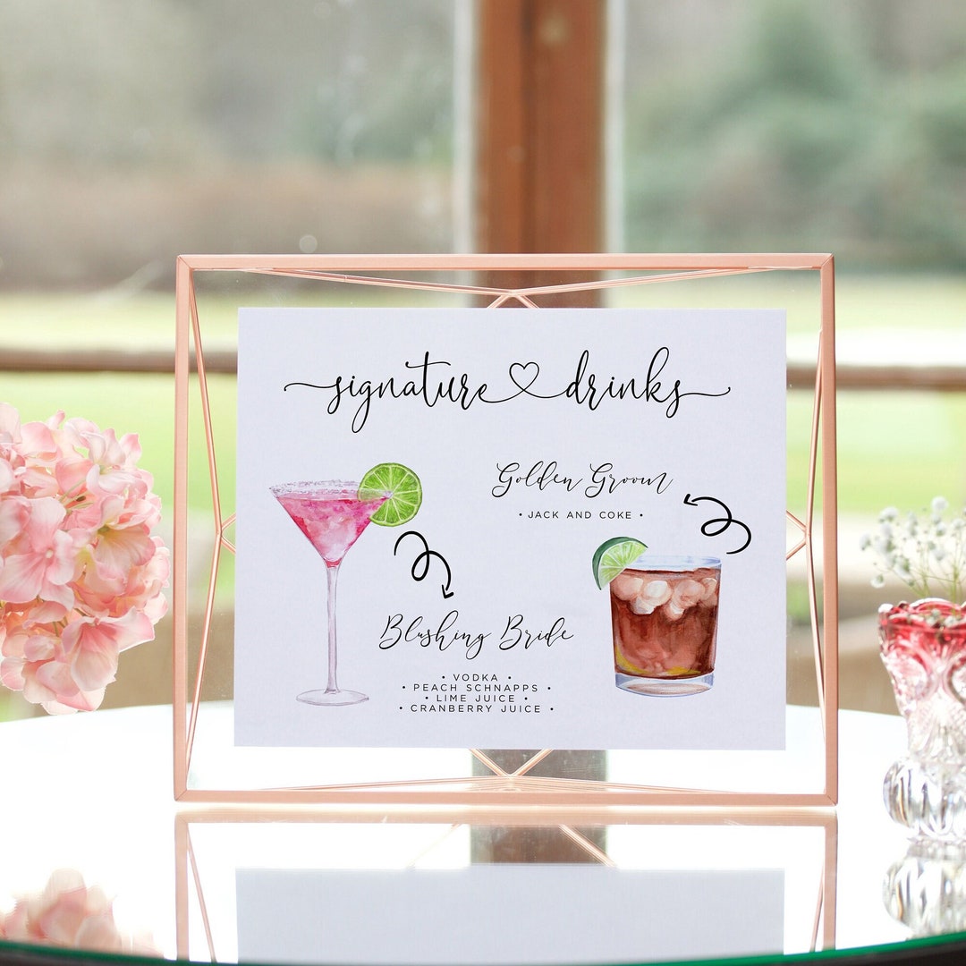 Modern Signature Drinks Template Modern Drink Menu Editable - Etsy