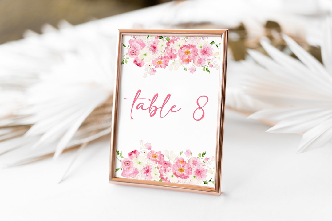 Bright Pink Table Numbers Printable Template, DIY Editable Table ...