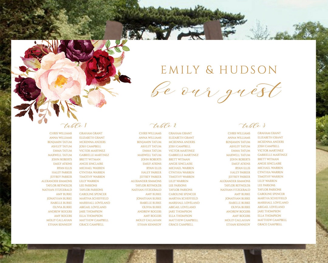 Printable Seating Chart Long Table, Banquet Seating Chart Template ...