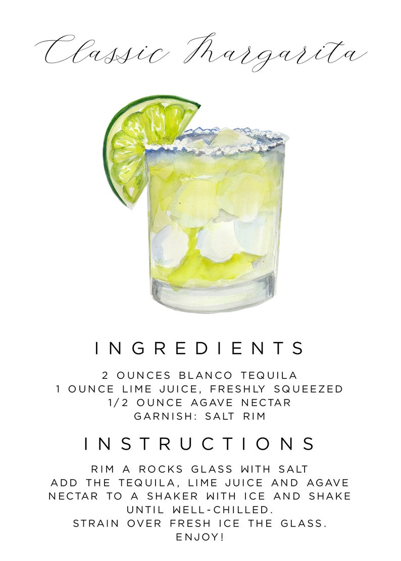 Cocktail Recipe Cards Template, Editable Drink Recipe Card, Printable ...