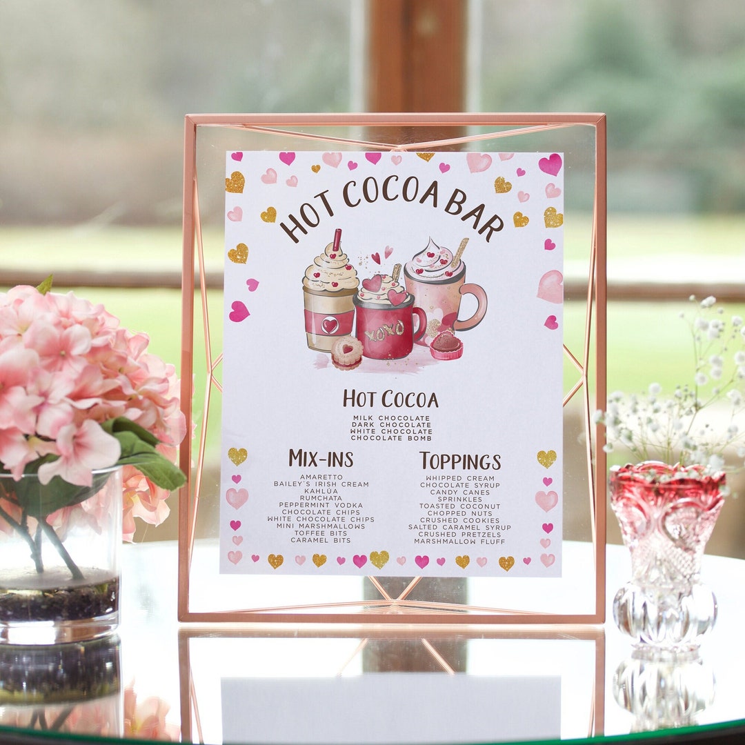 Hot Cocoa Bar Menu Template, Hot Chocolate Sign, Valentines Day Decor ...