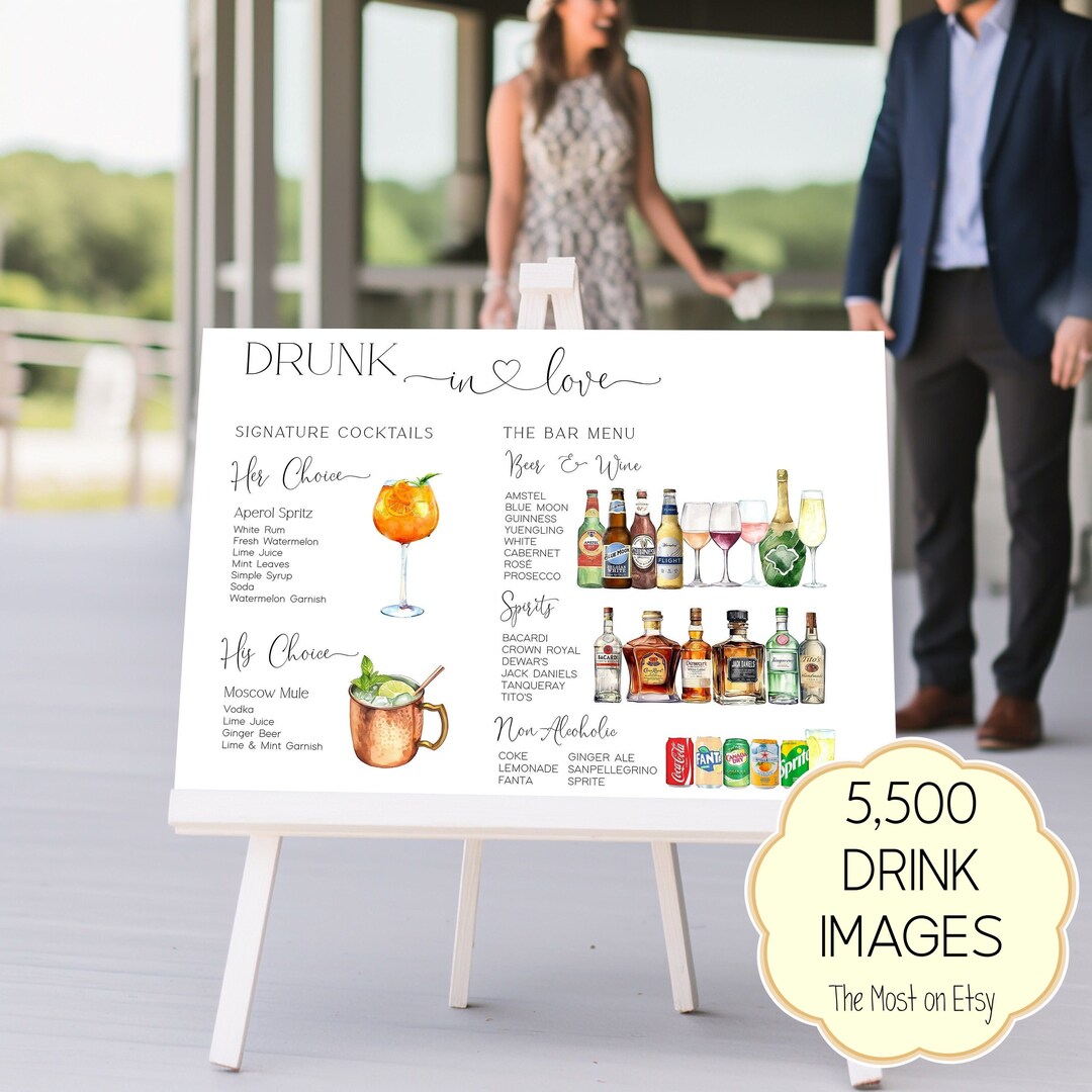 Drunk in Love Bar Menu Template, Modern Editable Drink Menu, Minimalist ...