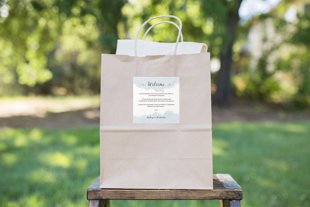 Welcome Label Template, Wedding Welcome Label Printable, Blue ...