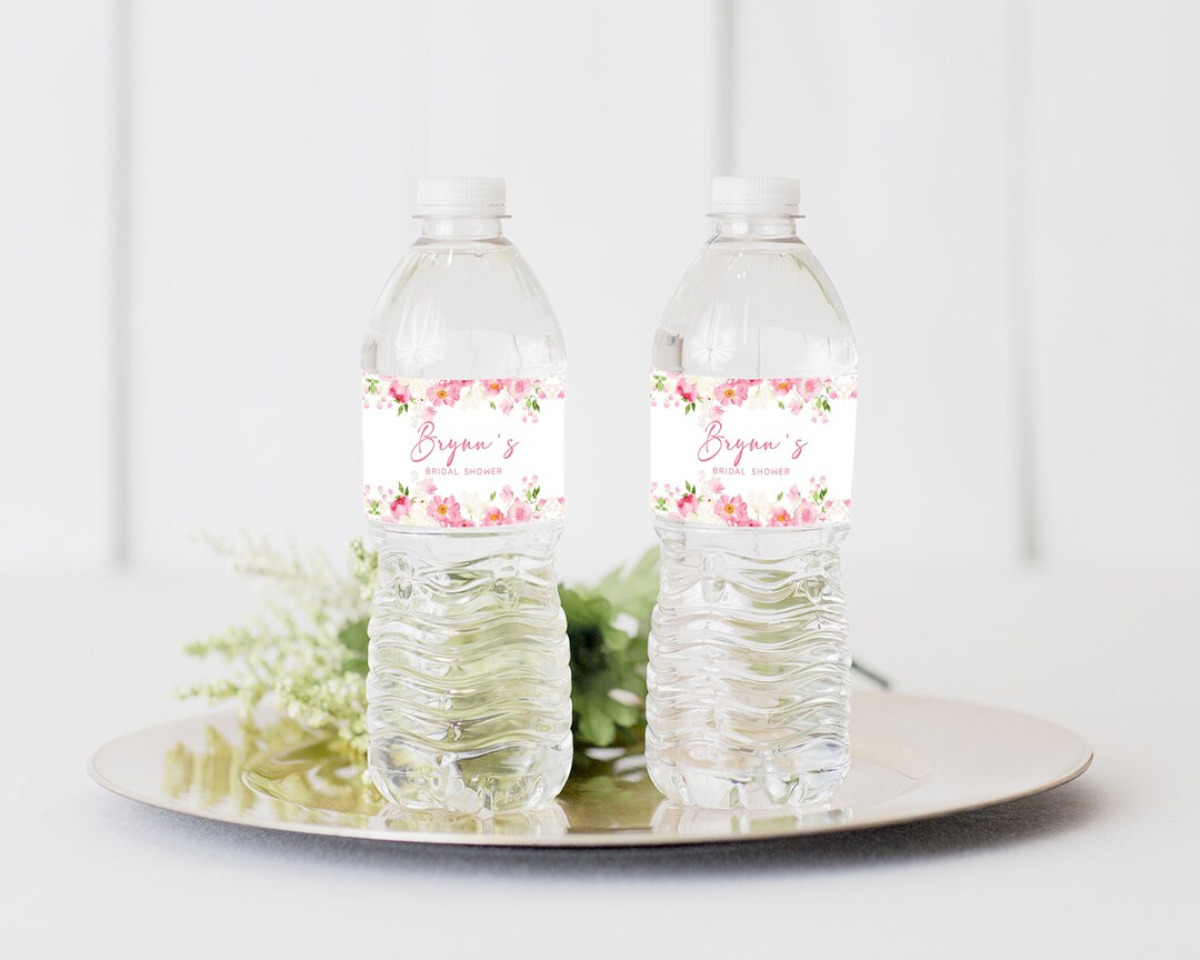Bright Pink Water Bottle Label Printable Pink Floral Water - Etsy