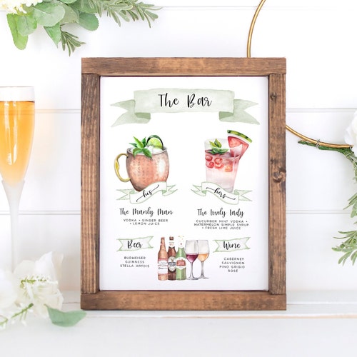 Royal Blue Wedding Bar Menu Sign Printable Wedding Drink - Etsy