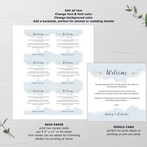 Welcome Label Template, Wedding Welcome Label Printable, Blue ...