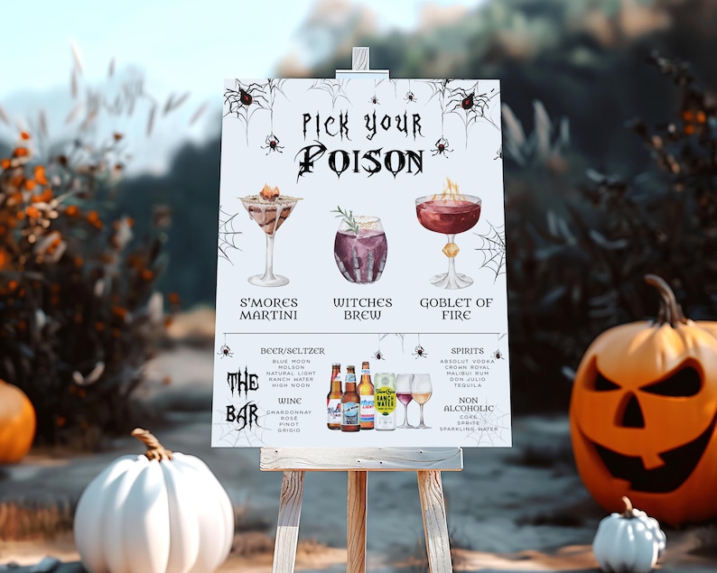 Halloween Bar Menu Sign: Spooky Signature Cocktails (printable) - Etsy