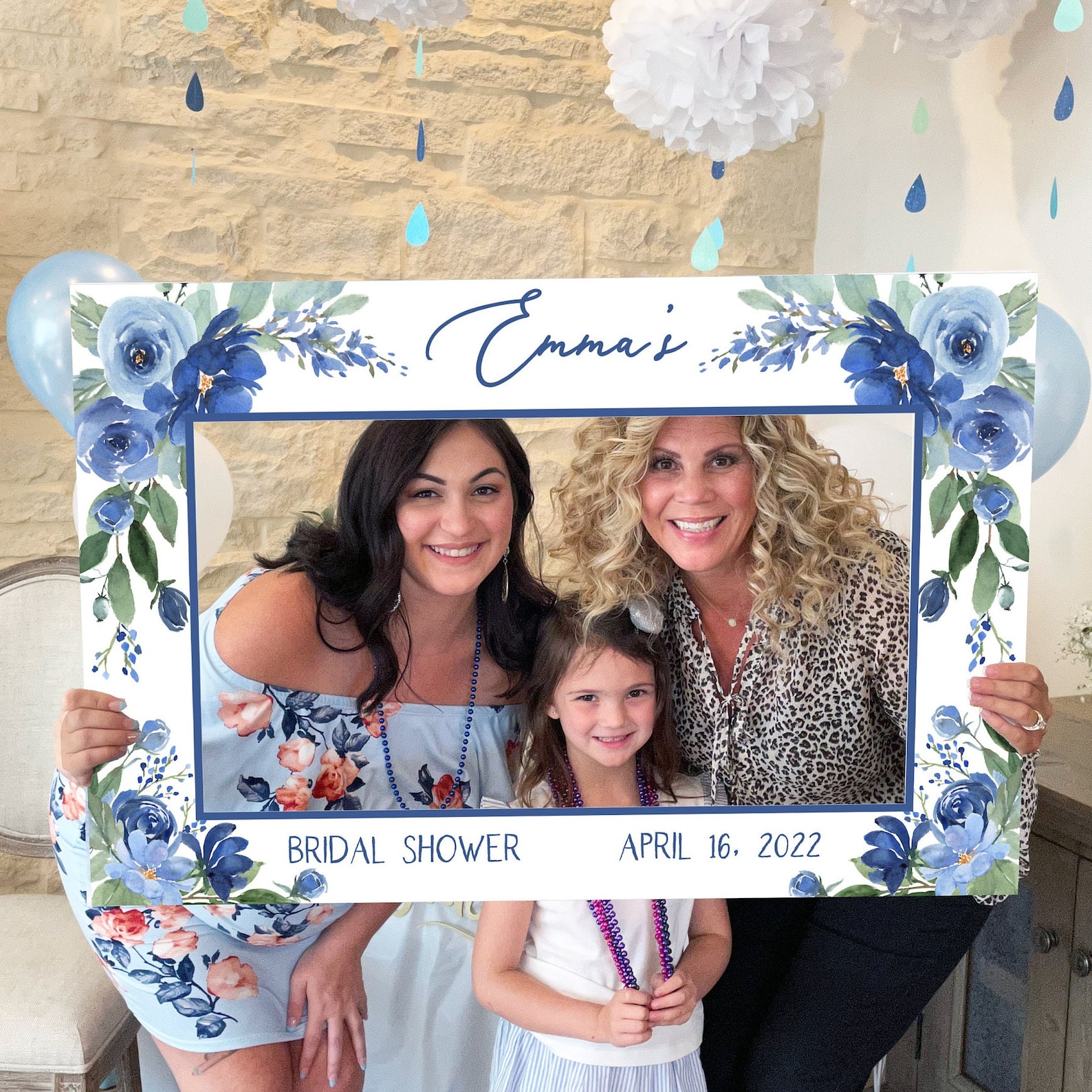 Photo Prop Frame PRINTED Ready to Use Boho Blue Bridal - Etsy