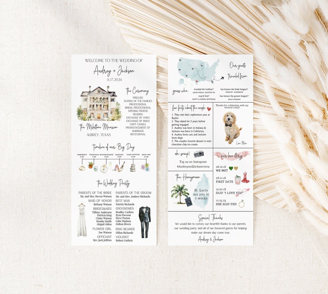 Infographic Wedding Program Template, Church Wedding Ceremony Program ...