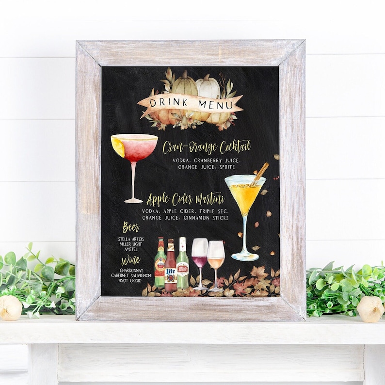 Fall Signature Drinks Sign Autumn Signature Cocktails - Etsy