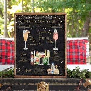 New Year's Eve Bar Menu Template, Glitter Lights New Years Eve Cocktail ...