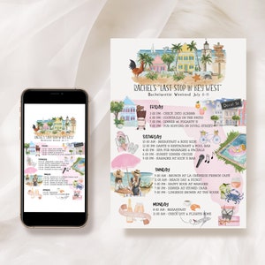 Key West Bachelorette Weekend Itinerary + Invite Template, Editable Hen ...