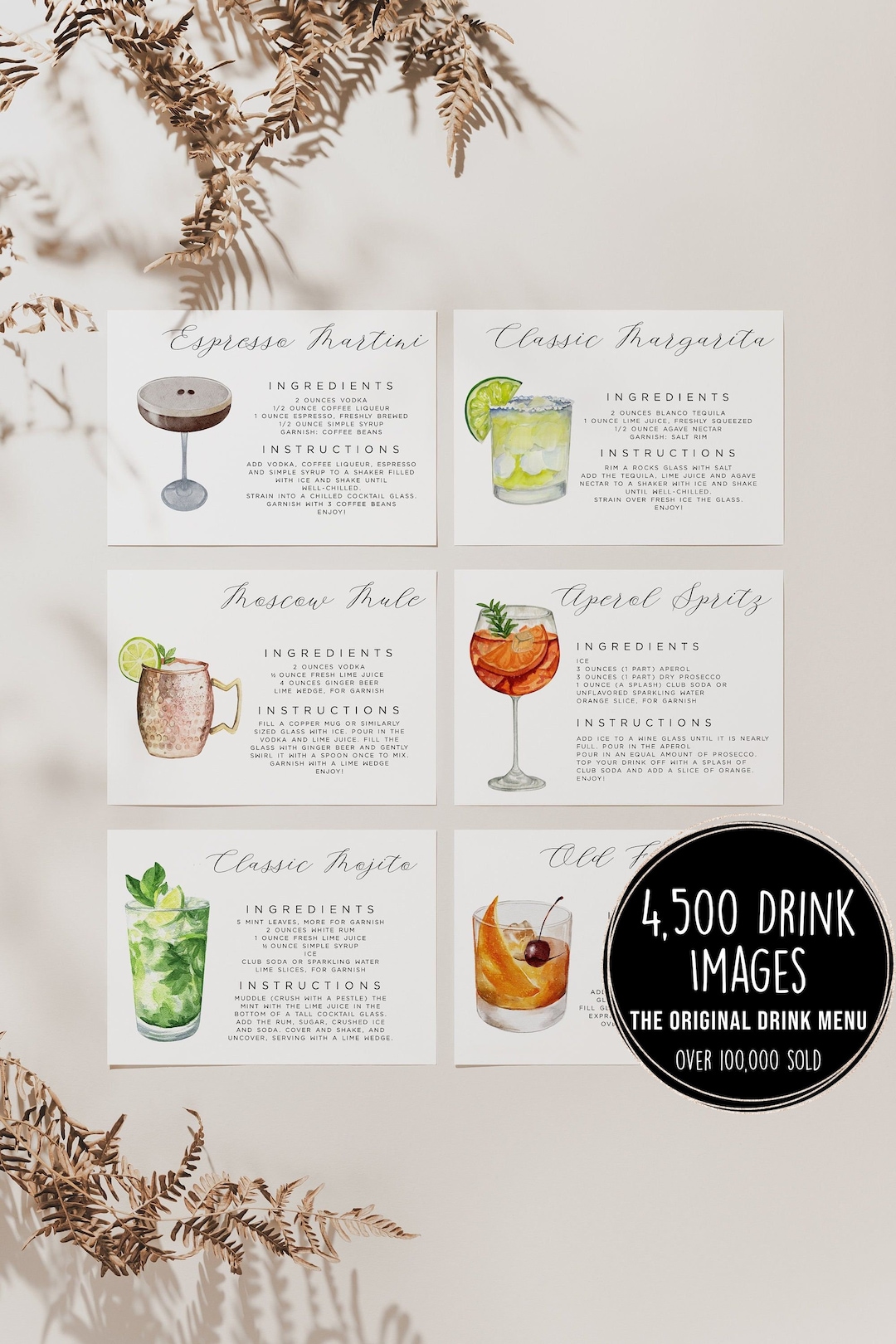 Cocktail Recipe Cards Template, Editable Drink Recipe Card, Printable ...