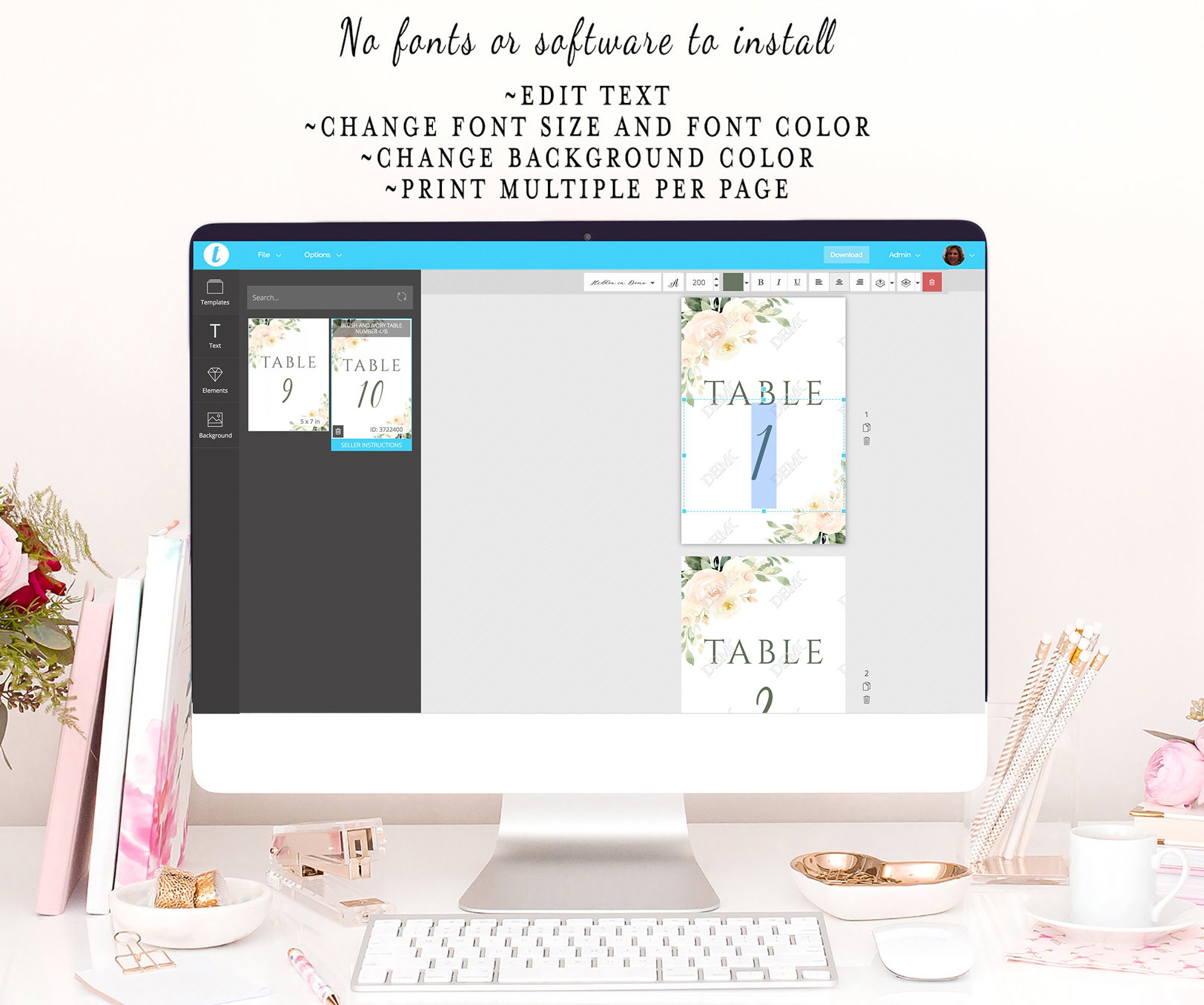 Printable Table Number Card Table Number Template Wedding | Etsy