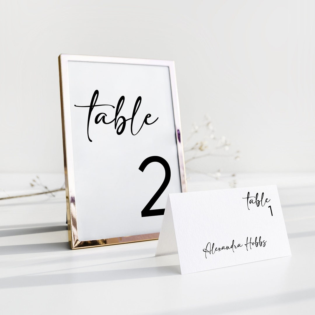 Minimalist Table Numbers & Place Cards: DIY Printable Template - Etsy