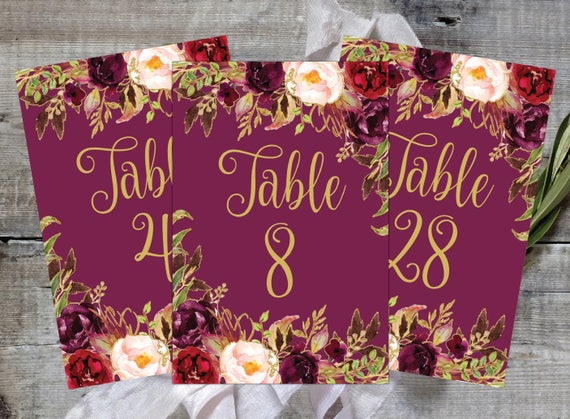 Table Numbers Template Printable / Editable 1-30 - Fall Floral ...