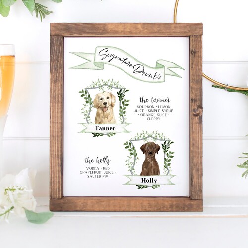 Dog Signature Drink Sign Pet Signature Cocktail Sign - Etsy