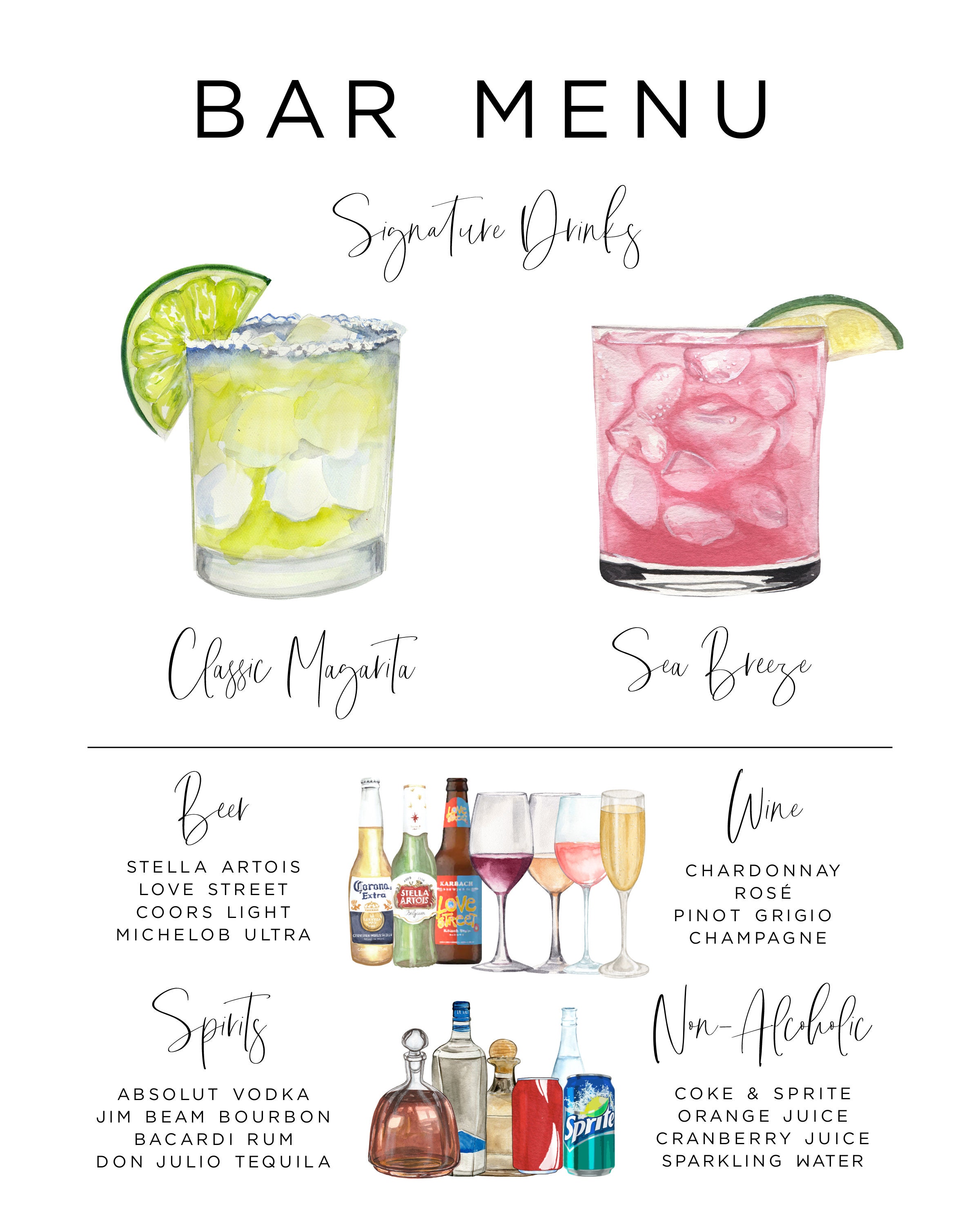 Bar Menu Template Modern Editable Drink Menu Template - Etsy Australia