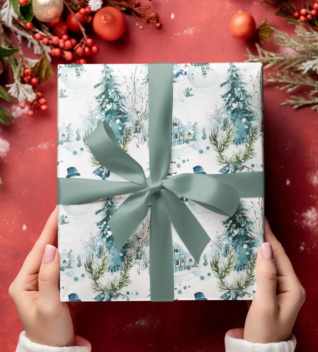 Snowman Wrapping Paper, Snow Man Holiday Gift Wrap, Coquette Snowman ...