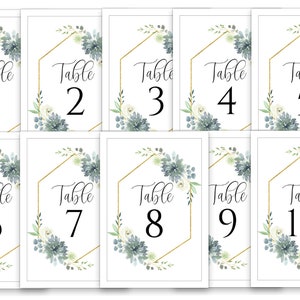 Printable Table Numbers and Reserve Signs Template, Dusty Blue Table ...