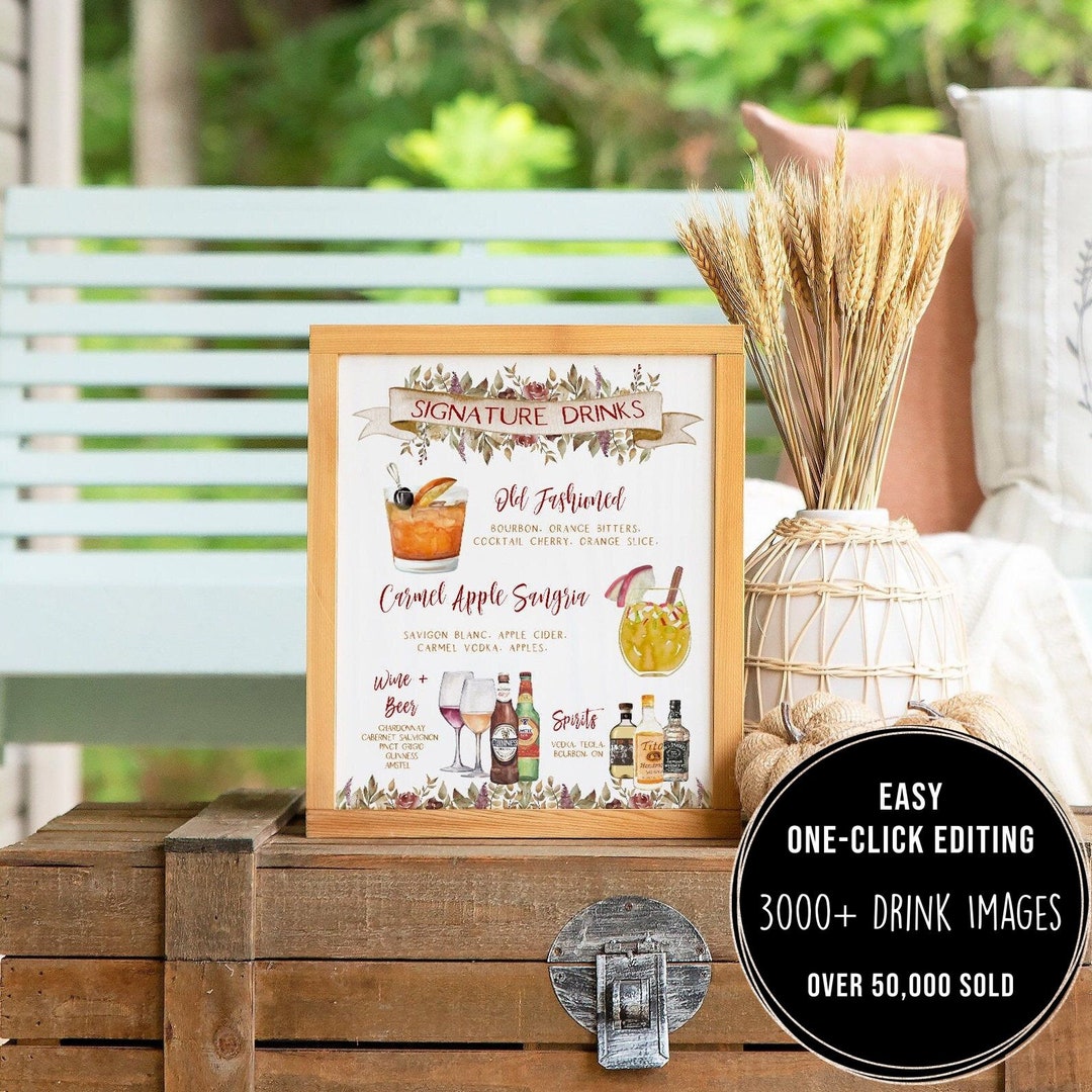 Fall Signature Drinks Sign Autumn Signature Cocktails - Etsy
