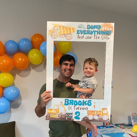 Construction Photo Prop Frame Template, Child's Birthday Party Photo ...