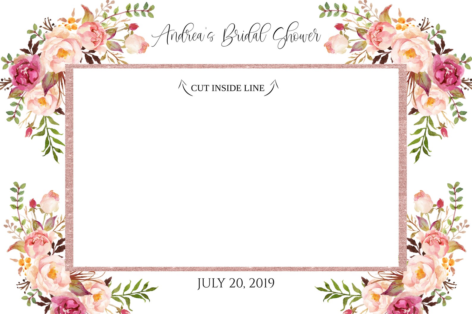 Photo Prop Frame Printable Shower Photo Prop Frame Template | Etsy