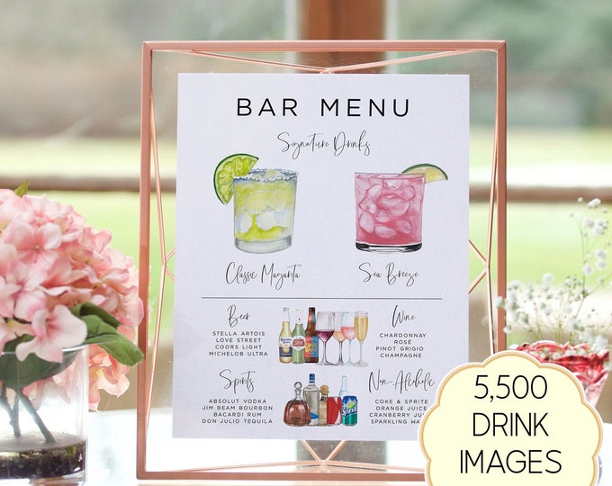 Hochzeit Getränk Schild SVG Bar Menü Schild SVG Hochzeit Bar Schild ...