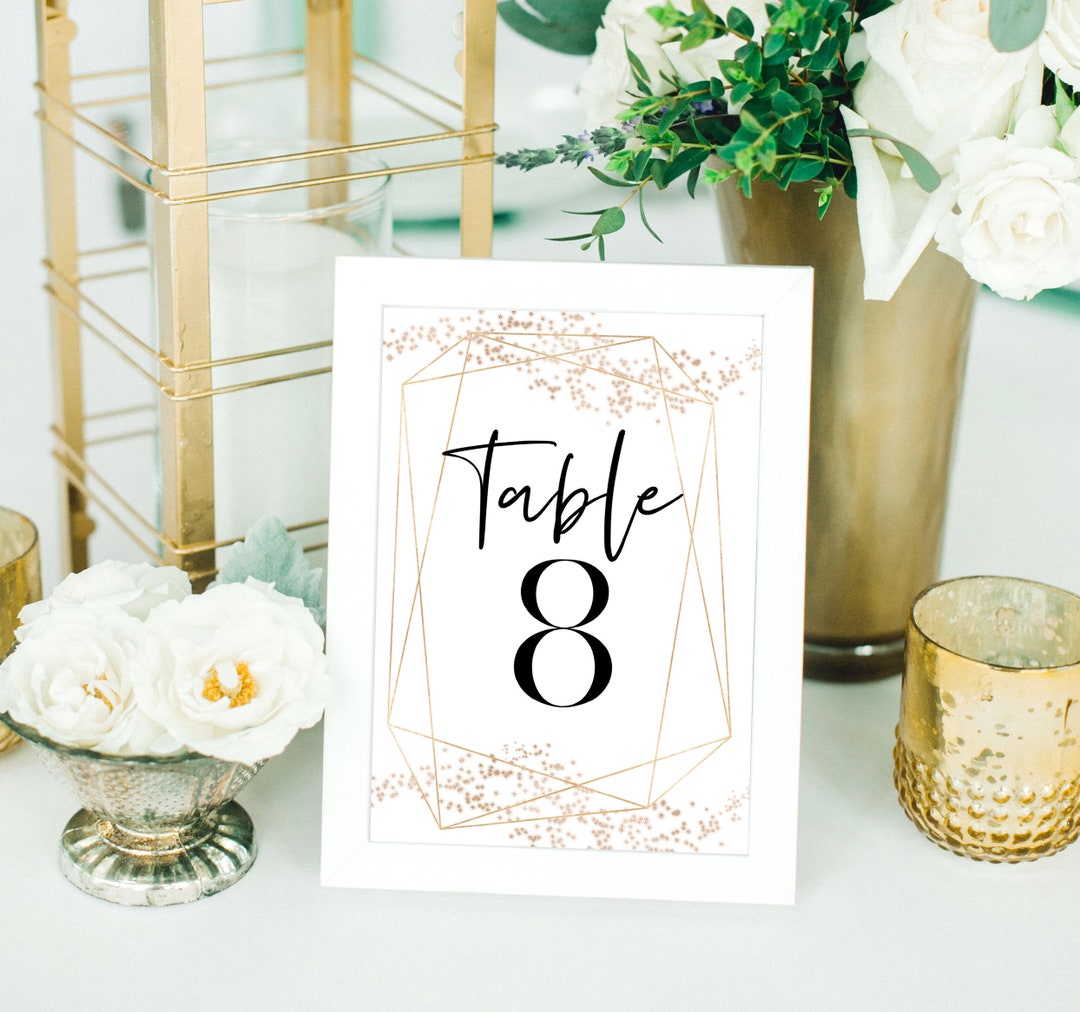 Geometric Gold Table Numbers Template, Geometric Table Numbers ...