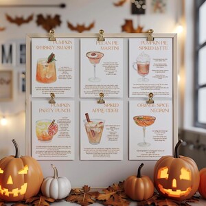 Autumn Cocktail Recipe Cards Template: Editable Fall Party Recipes - Etsy