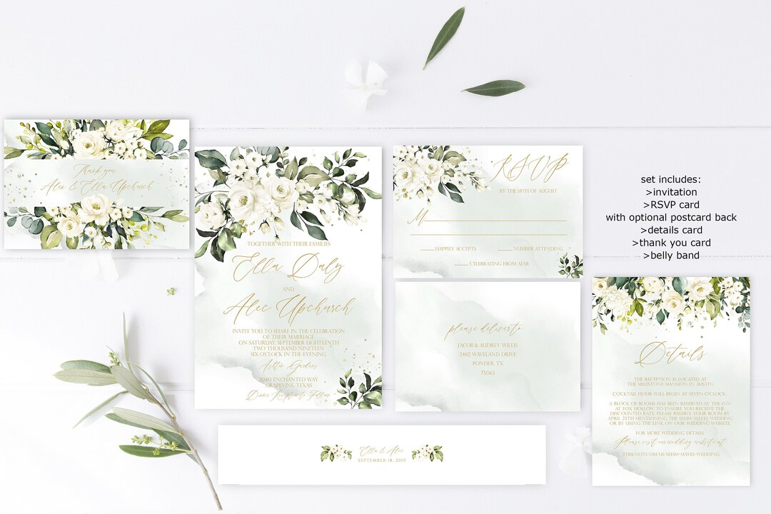 Southern Wedding Invitation Template, Magnolia Wedding Invitation ...