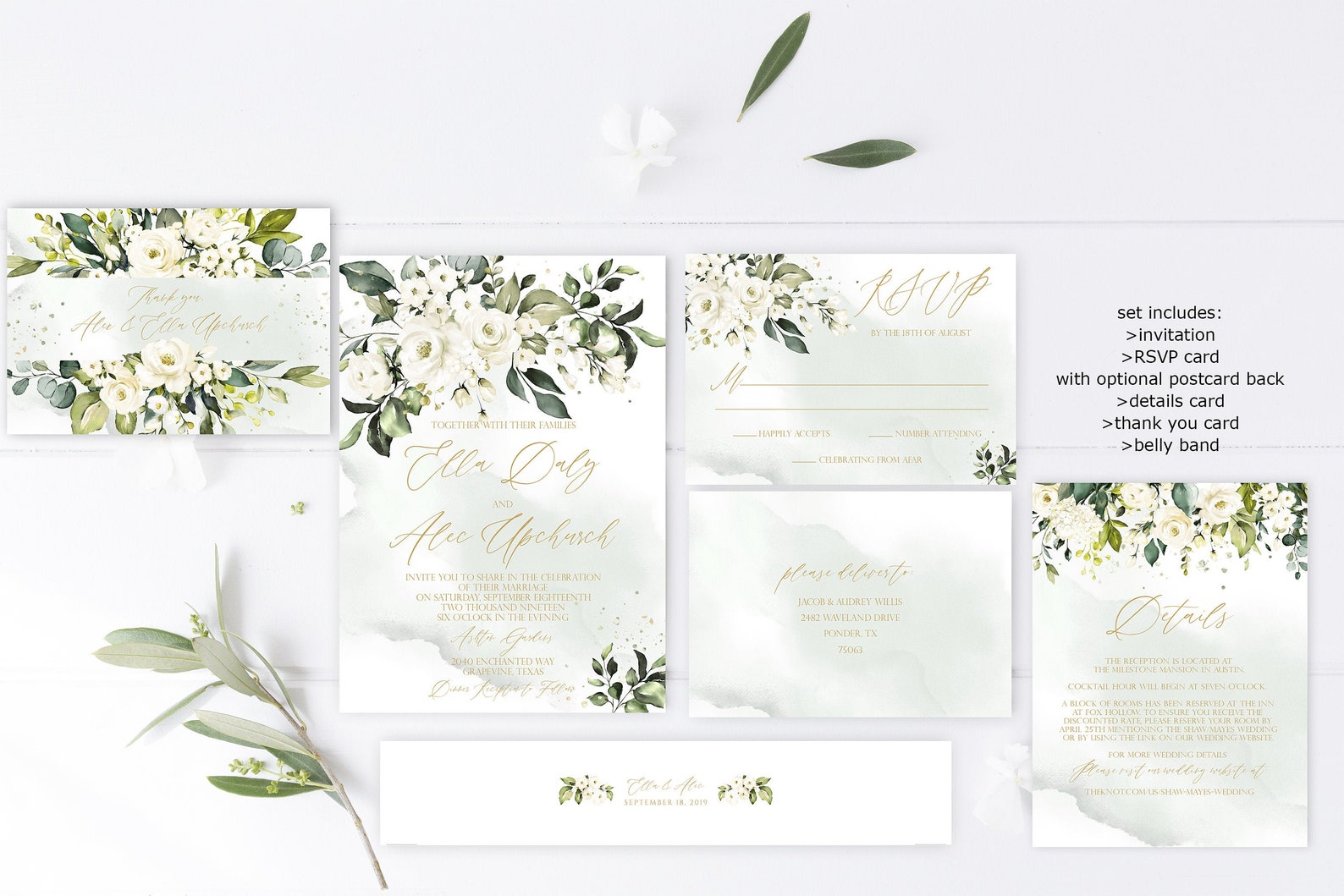 Southern Wedding Invitation Template Magnolia Wedding | Etsy