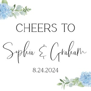 Blue Hydrangea Mini Champagne Label Template, Editable Mini Champagne ...