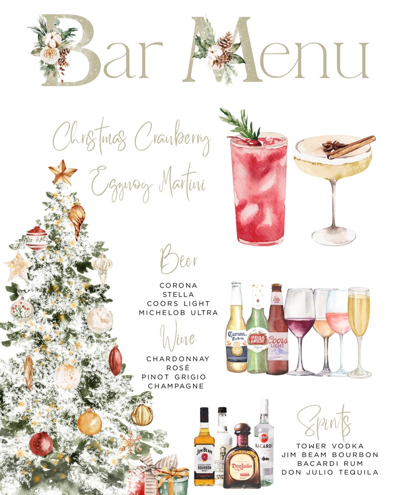 Christmas Drinks Sign Christmas Bar Menu Template Printable - Etsy