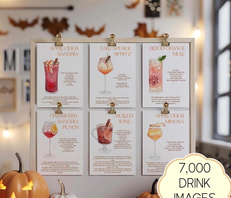 Autumn Cocktail Recipe Cards Template: Editable Fall Party Recipes - Etsy
